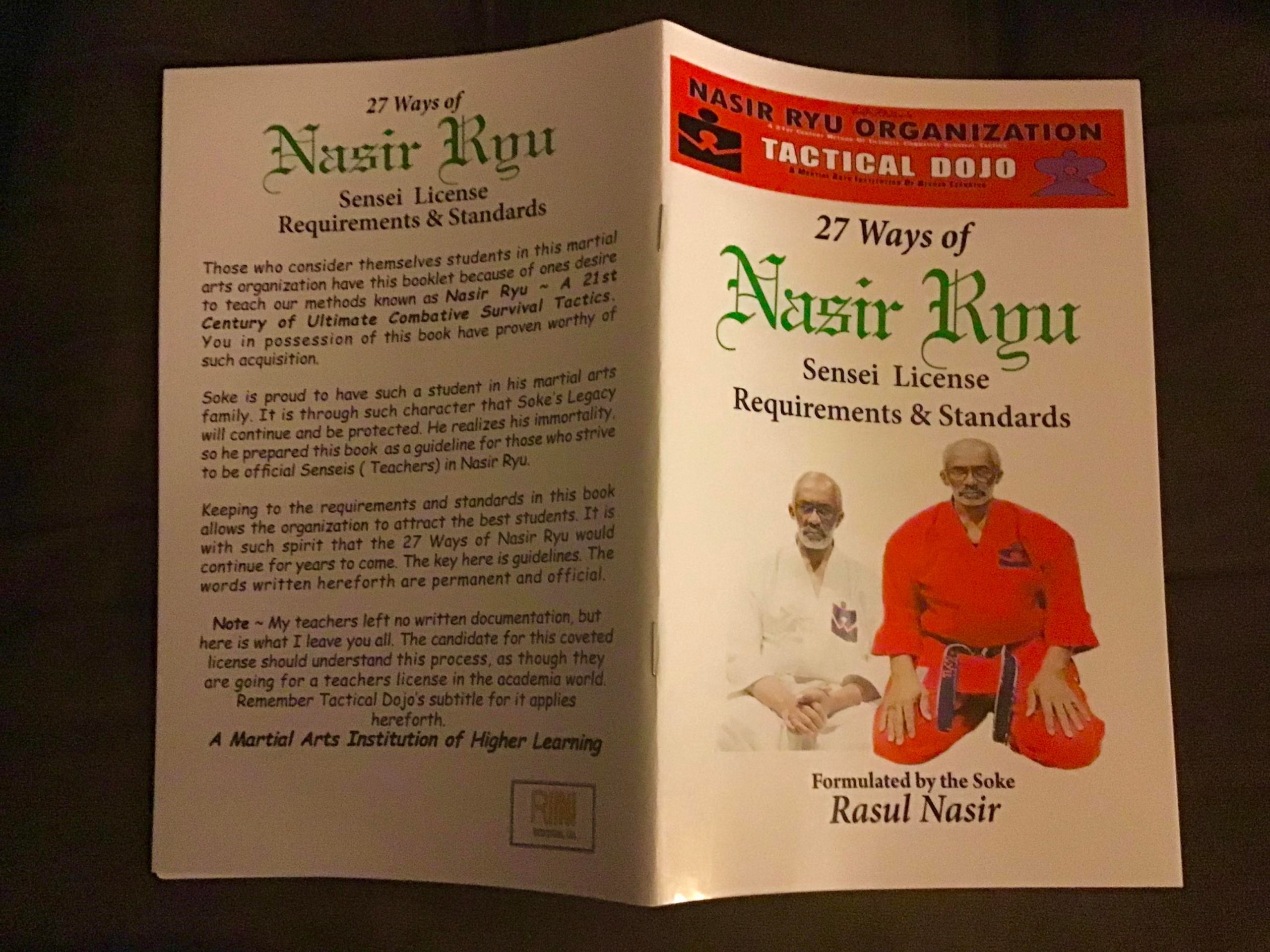 Nasir Ryu Sensei License Course starts January 7, 2022 - Tactical Dojo